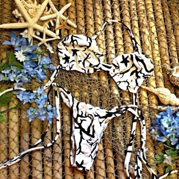 Handmade | Swim | Nwot Sexy Skimpy Handmade Black White Starfish Animal ...